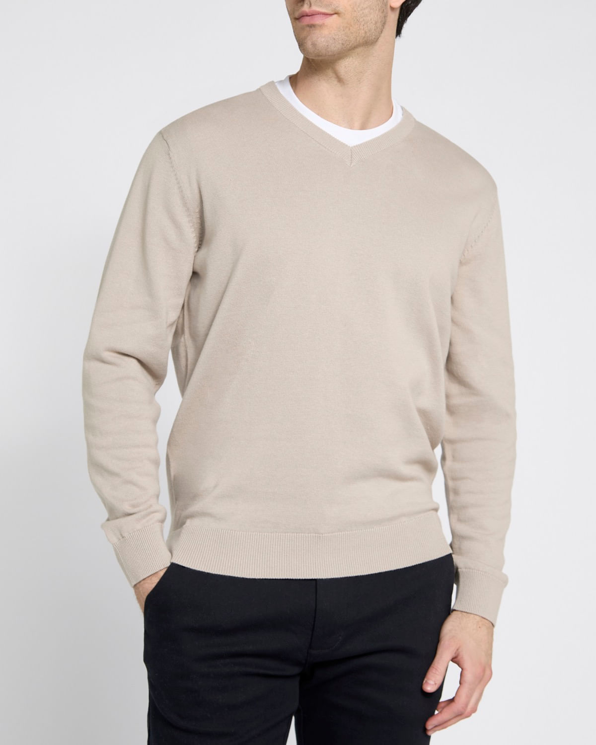 Regular Fit Cotton V-Neck Jumper - Dunnes Stores
