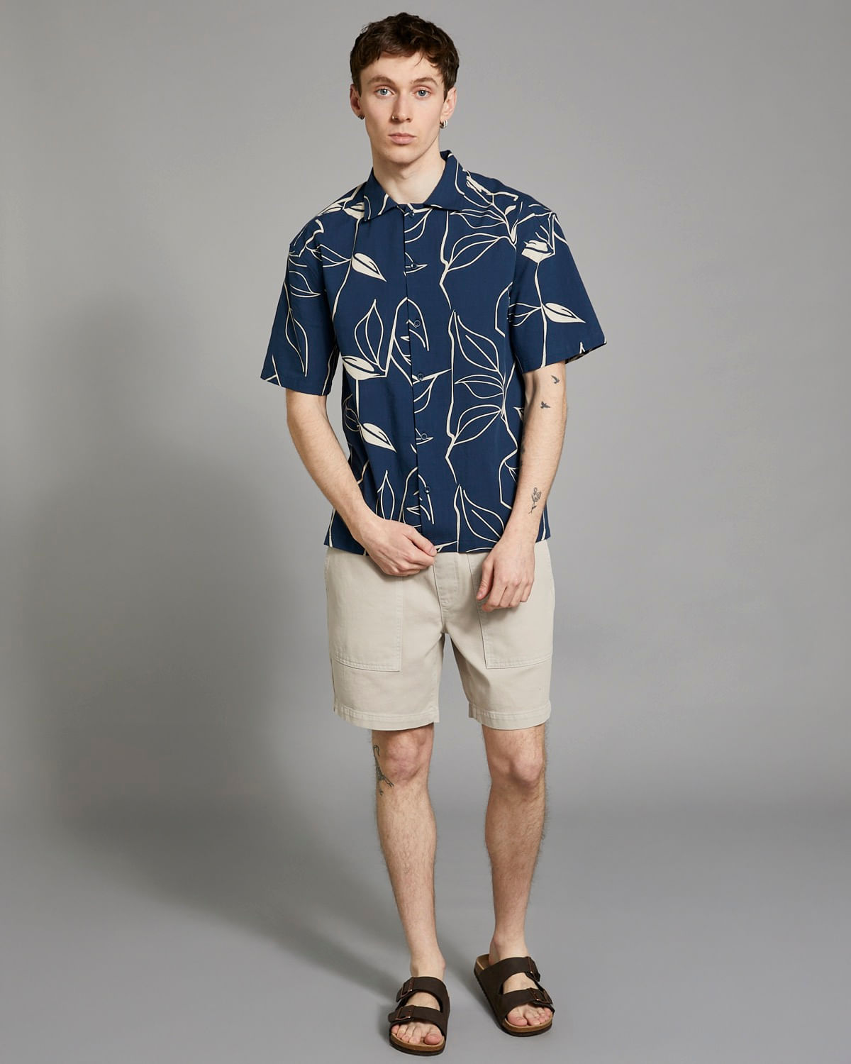 Paul Galvin Fuinseog Ash Leaf All-Over Print Shirt - Dunnes Stores