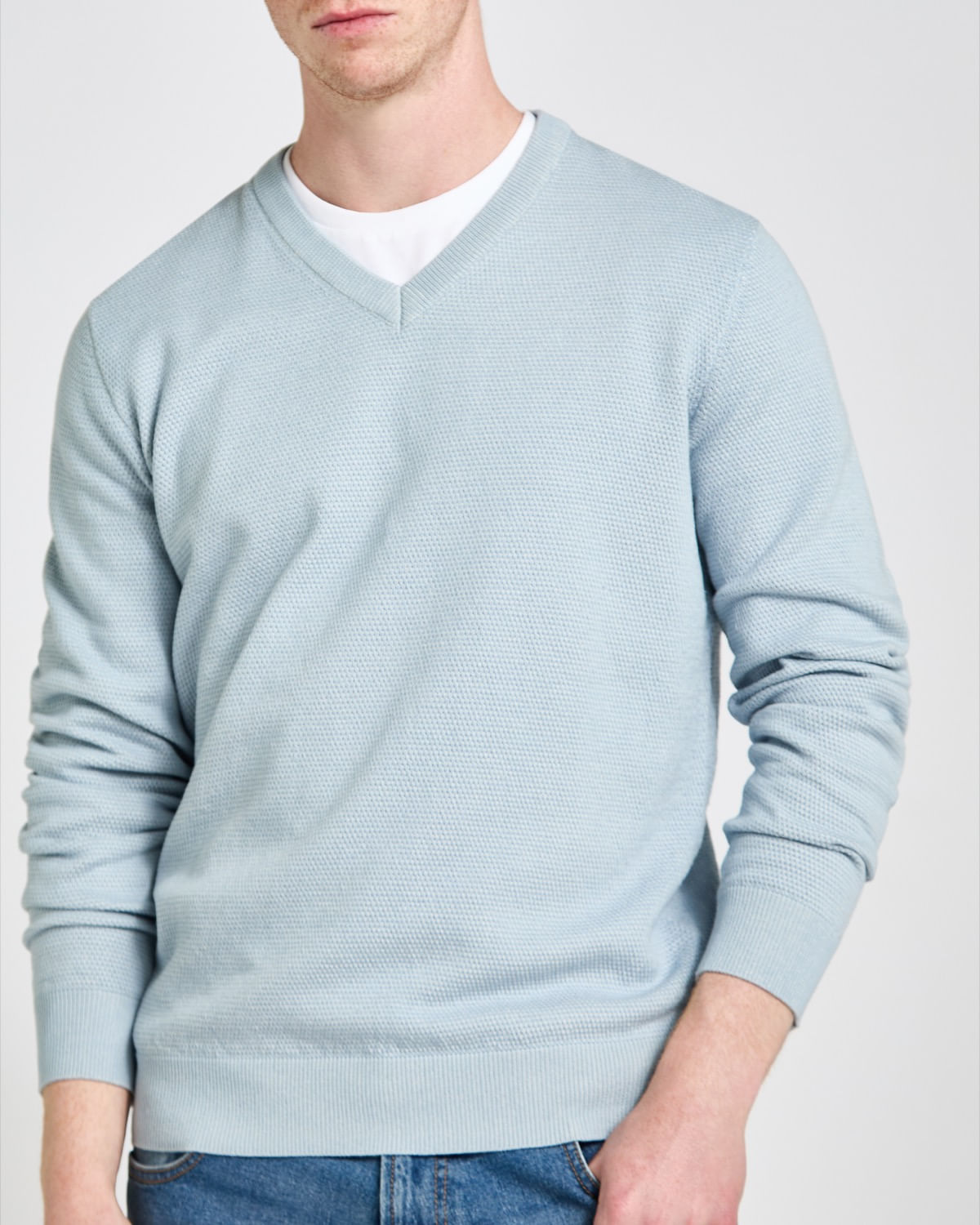 Regular Fit Cotton V-Neck Jumper - Dunnes Stores