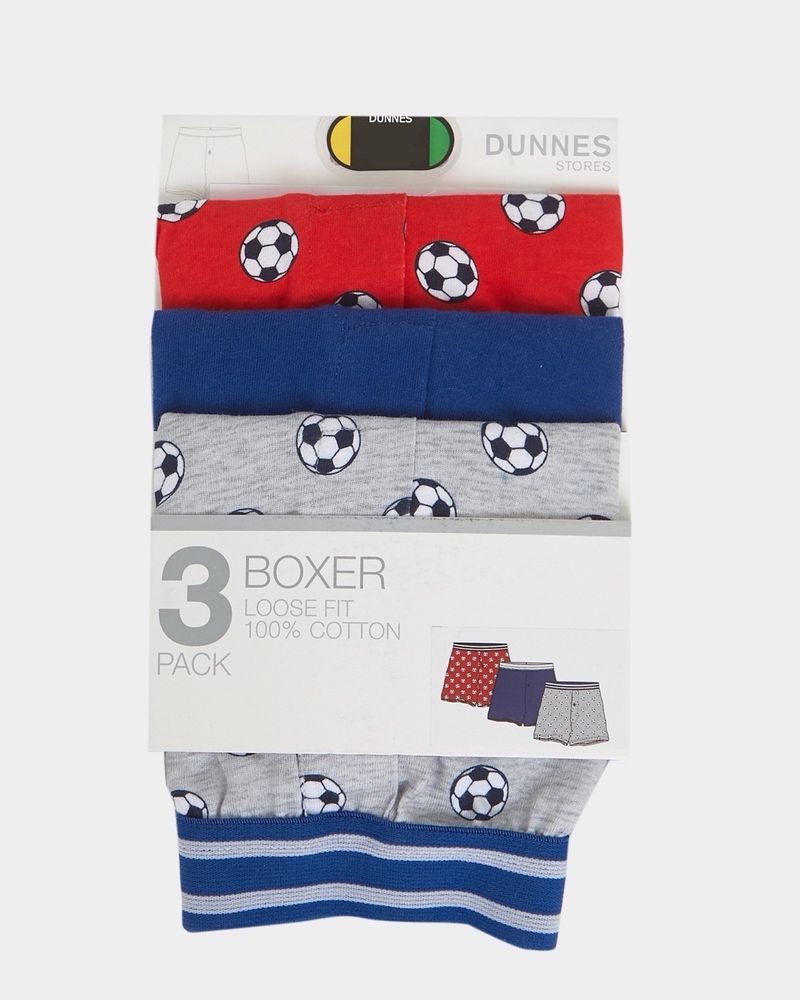 Boys Loose Fit Jersey Boxers - Pack Of 3 (3-14 Years) - Dunnes Stores