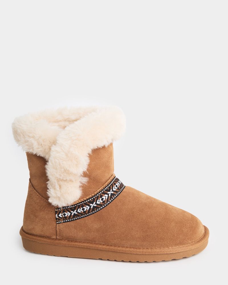 Suede Fur Turn Down Ankle Boots - Dunnes Stores