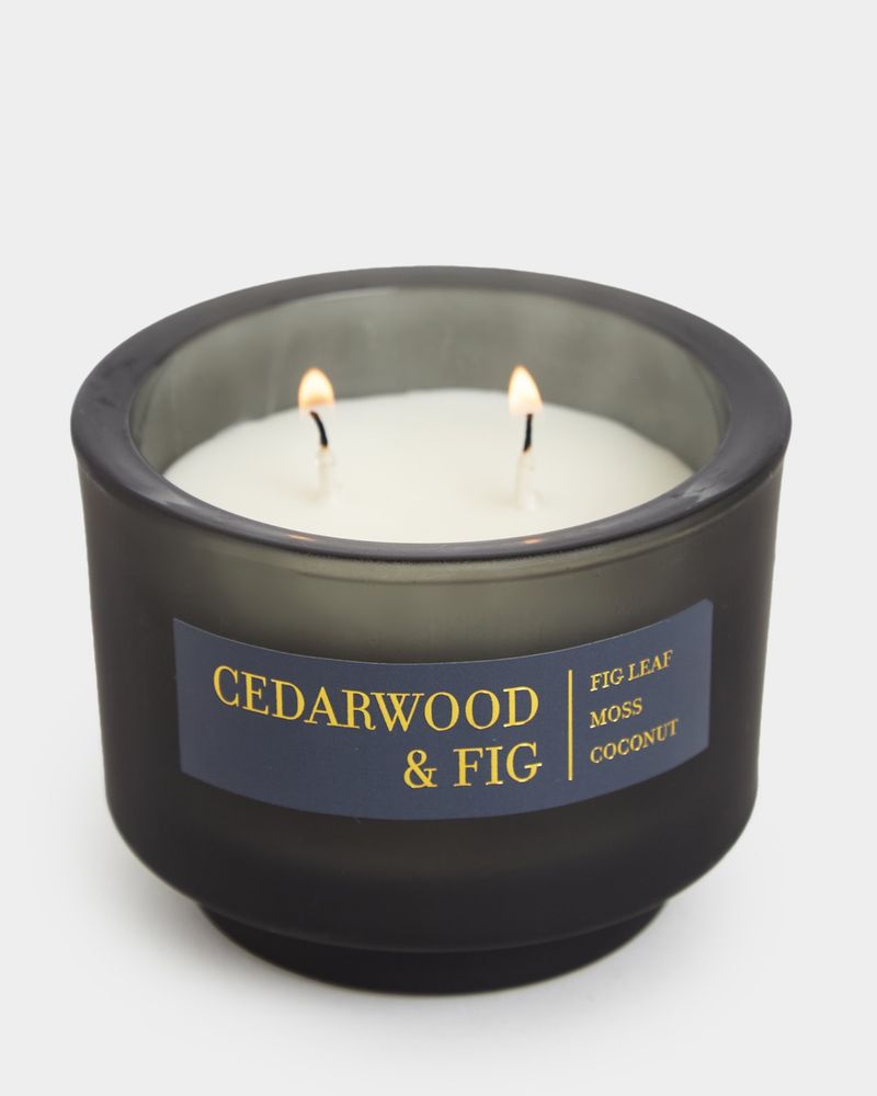 Footed Candle - Cedarwood & Fig - Dunnes Stores